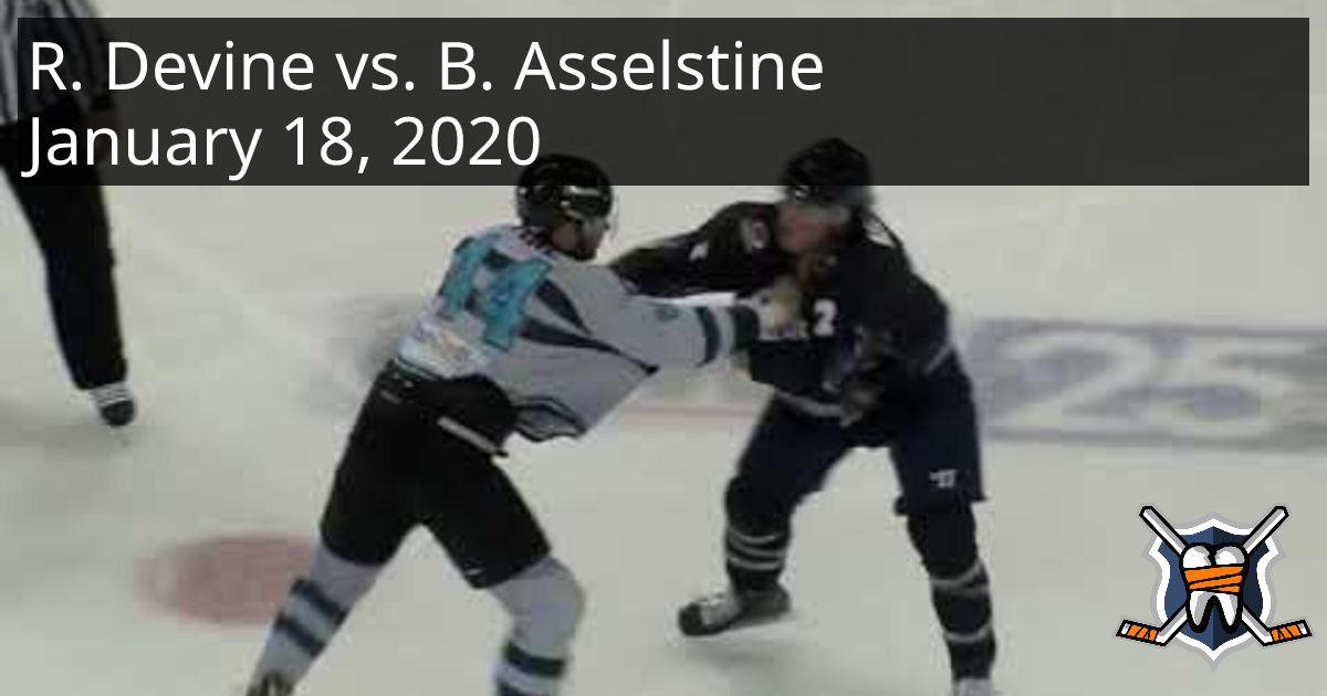 Ryan Devine vs. Braedyn Asselstine, January 18, 2020 - Quad City Storm ...