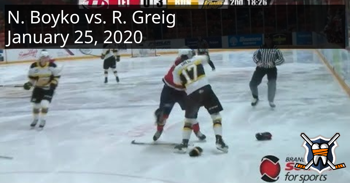 Noah Boyko vs. Ridly Greig, January 25, 2020 - Lethbridge Hurricanes vs ...