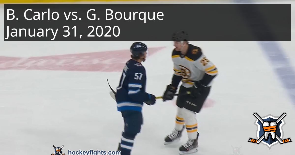 Brandon Carlo vs. Gabriel Bourque, January 31, 2020 - Boston Bruins vs ...