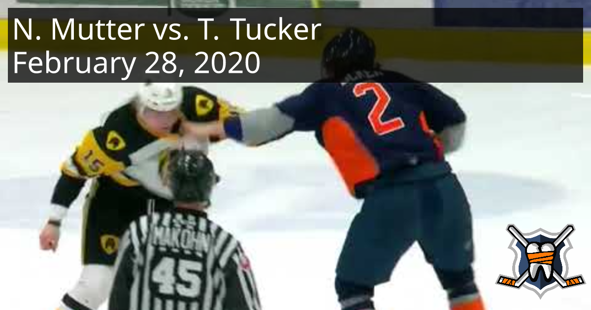 Navrin Mutter vs. Tyler Tucker, February 28, 2020 - Brantford Bulldogs ...