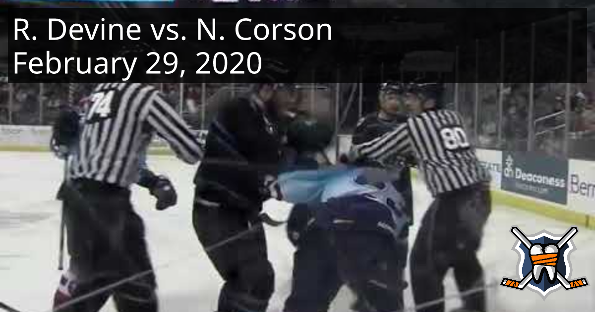 Ryan Devine vs. Noah Corson, February 29, 2020 - Quad City Storm vs ...
