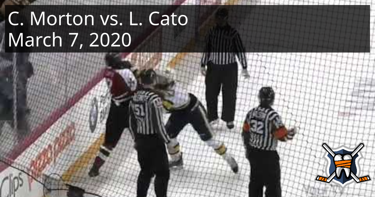 Cameron Morton vs. Landon Cato, March 7, 2020 - Erie Otters vs. Niagara ...