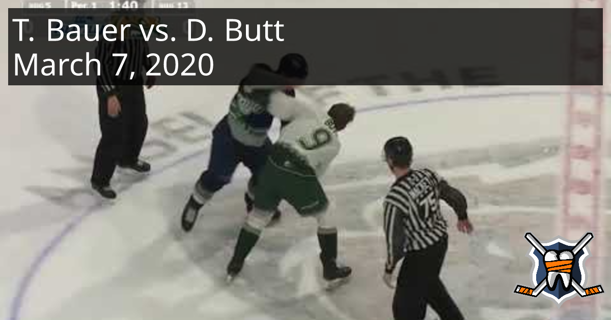Tyrel Bauer vs. Dawson Butt, March 7, 2020 - Seattle Thunderbirds vs ...