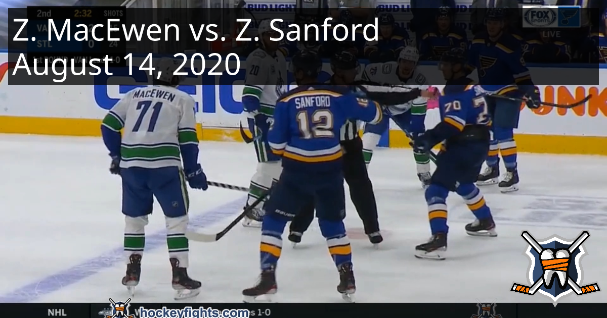 Zack MacEwen vs. Zach Sanford, August 14, 2020 - Vancouver Canucks vs ...