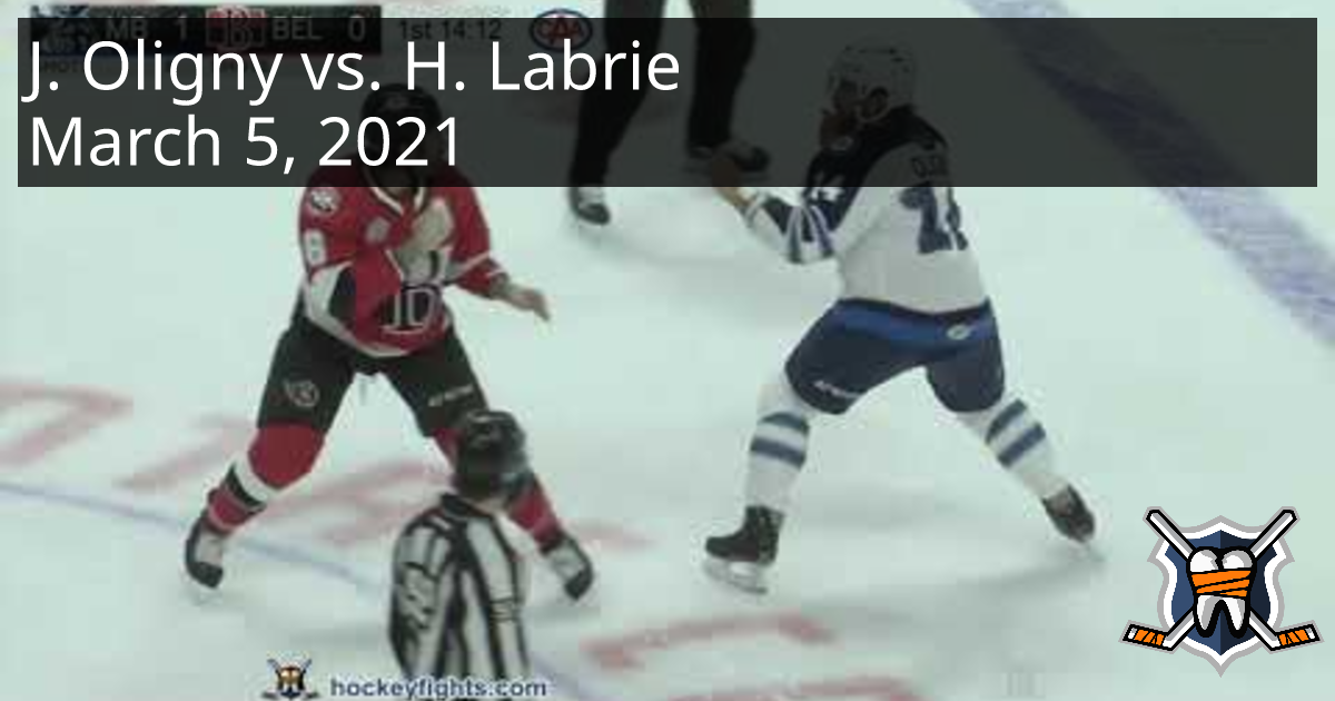 Jimmy Oligny vs. Hubert Labrie, March 5, 2021 - Manitoba Moose vs ...