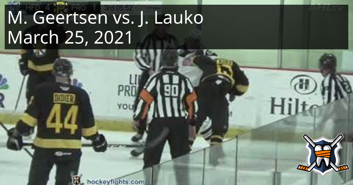 Mason Geertsen vs. Jakub Lauko, March 25, 2021 - Hartford Wolf Pack vs ...