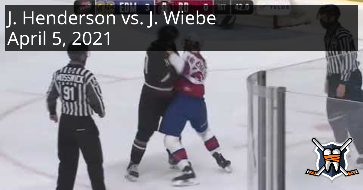 Jayden Henderson vs. Jaxsen Wiebe, April 5, 2021 - Edmonton Oil Kings vs. Red Deer Rebels ...