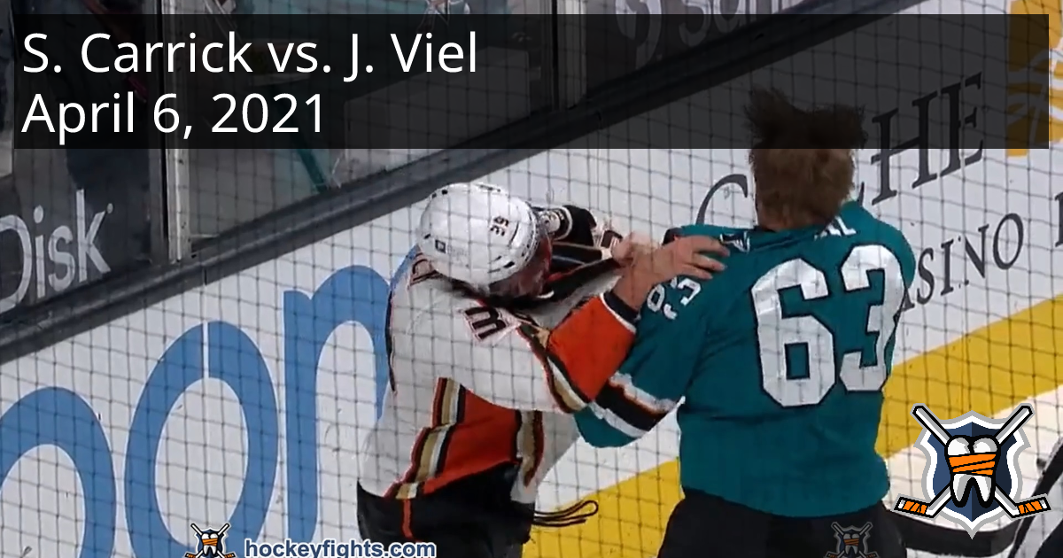 Sam Carrick vs. Jeffrey Viel, April 6, 2021 - Anaheim Ducks vs. San ...
