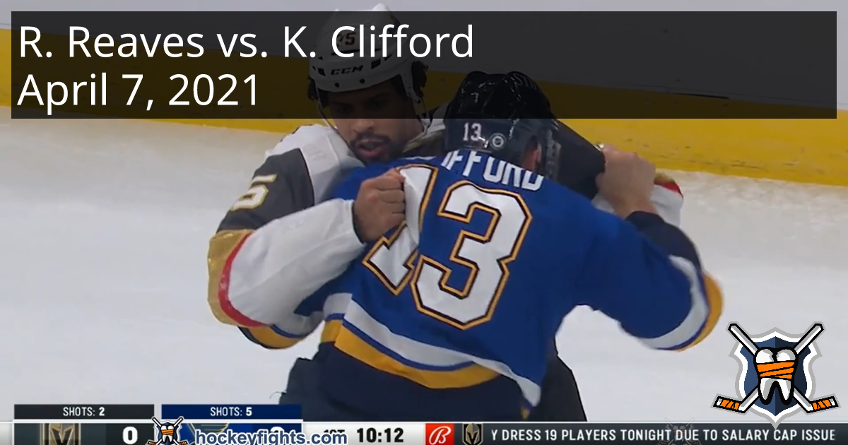 Ryan Reaves vs. Kyle Clifford, April 7, 2021 - Vegas Golden Knights vs ...