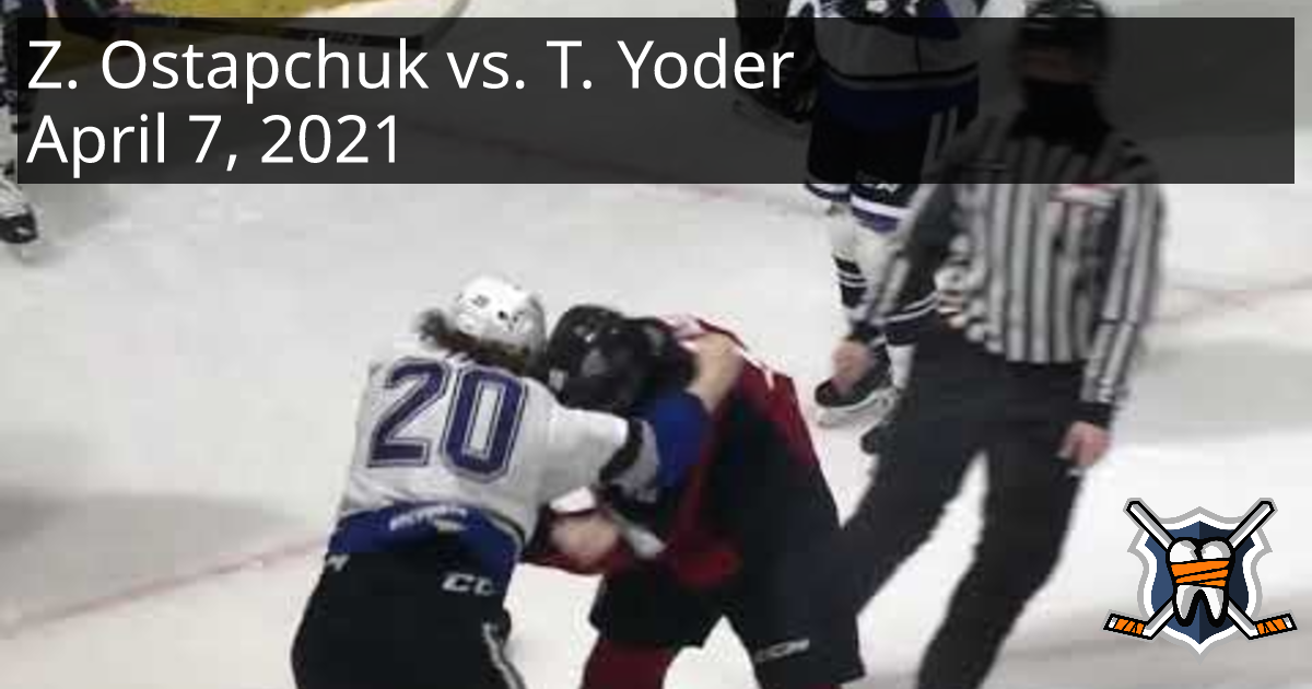 Zack Ostapchuk vs. Ty Yoder, April 7, 2021 - Vancouver Giants vs ...