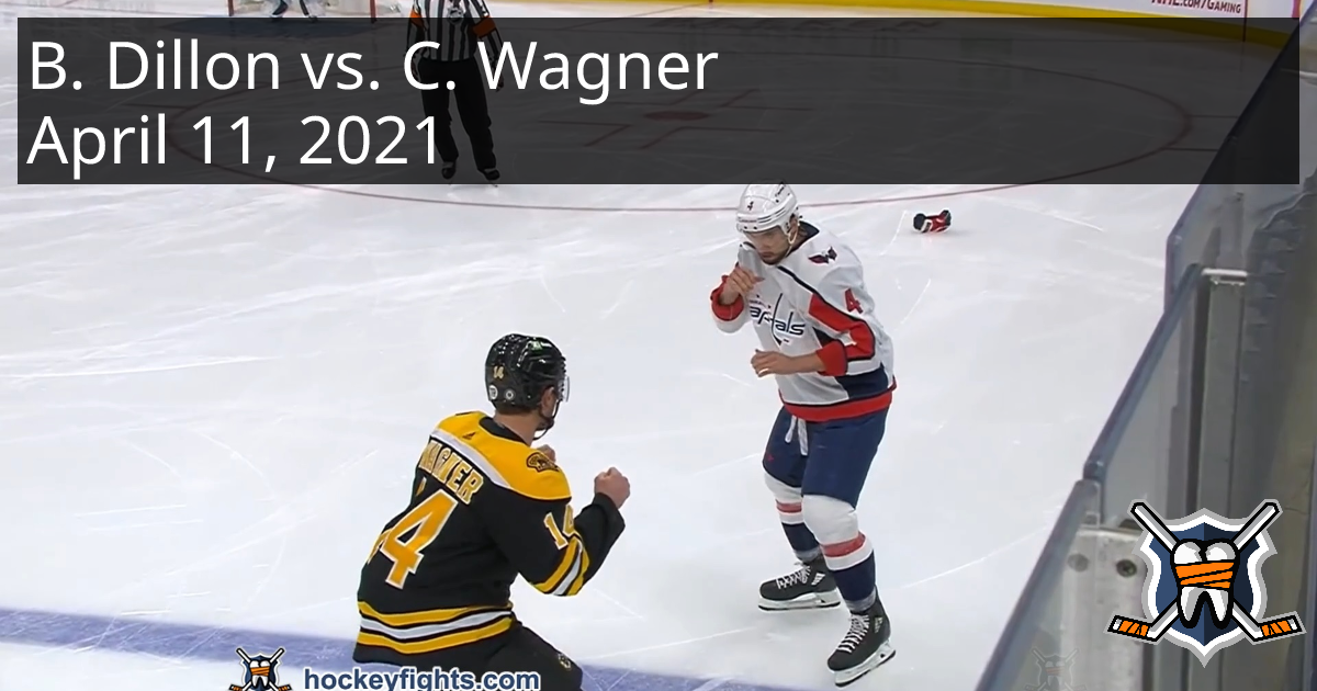 Brenden Dillon vs. Chris Wagner, April 11, 2021 - Boston Bruins vs ...