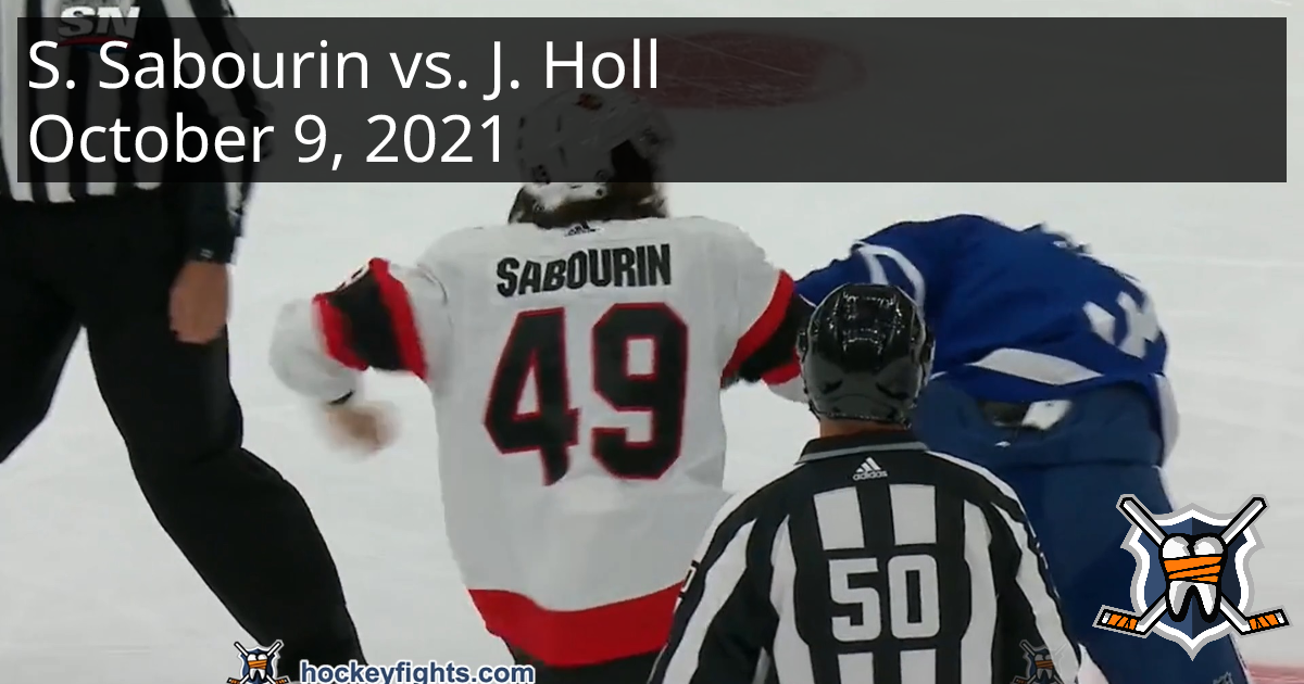 Scott Sabourin vs. Justin Holl, October 9, 2021 - Ottawa Senators vs ...