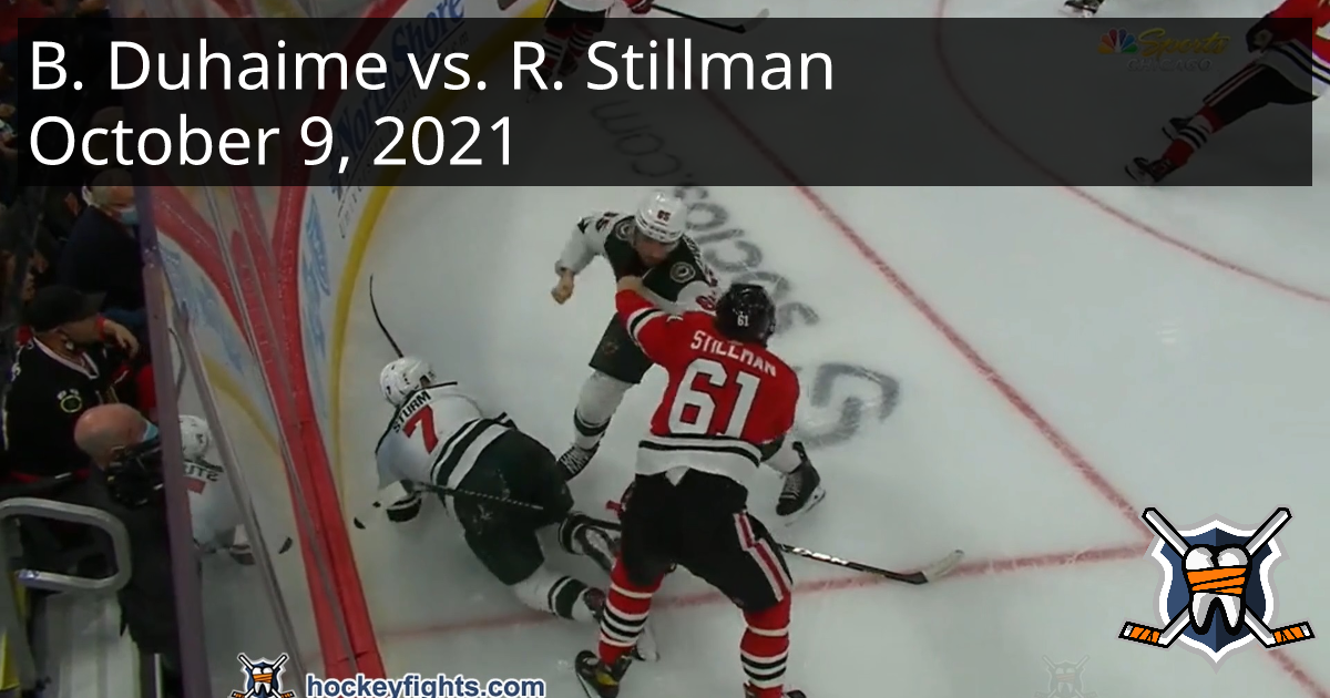 Brandon Duhaime vs. Riley Stillman, October 9, 2021 - Minnesota Wild vs ...