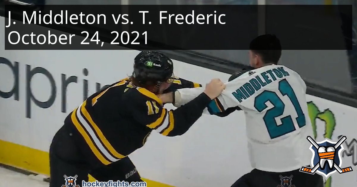 Jacob Middleton vs. Trent Frederic, October 24, 2021 - San Jose Sharks ...