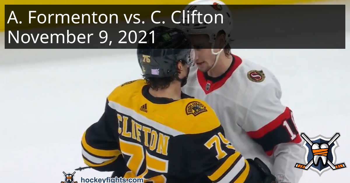 Alex Formenton vs. Connor Clifton, November 9, 2021 - Ottawa Senators ...