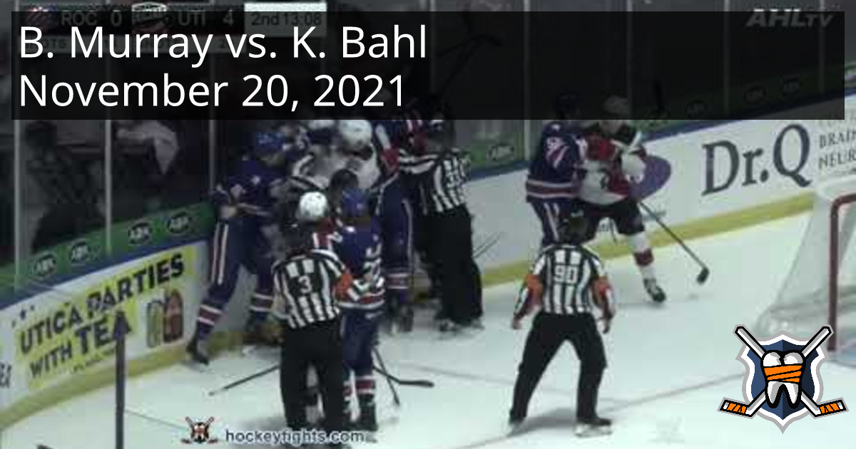 Brett Murray vs. Kevin Bahl, November 20, 2021 - Rochester Americans vs ...