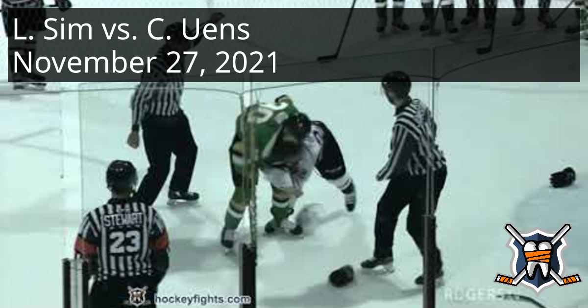 Landon Sim vs. Cal Uens, November 27, 2021 - London Knights vs. Owen ...