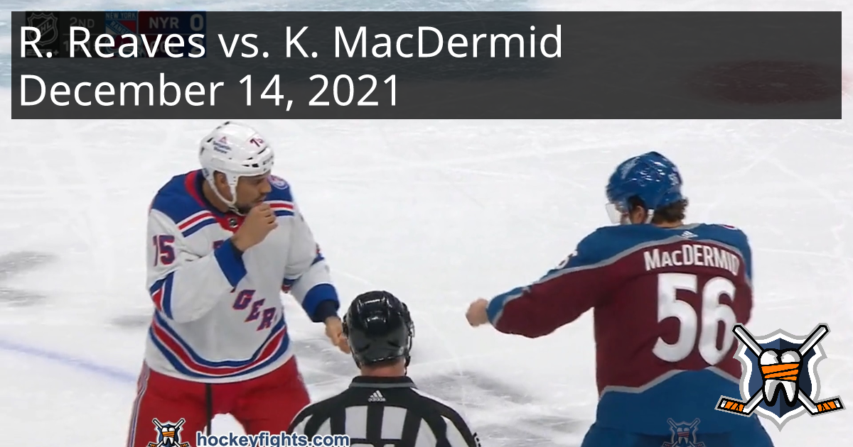 Ryan Reaves vs. Kurtis MacDermid, December 14, 2021 - New York Rangers ...