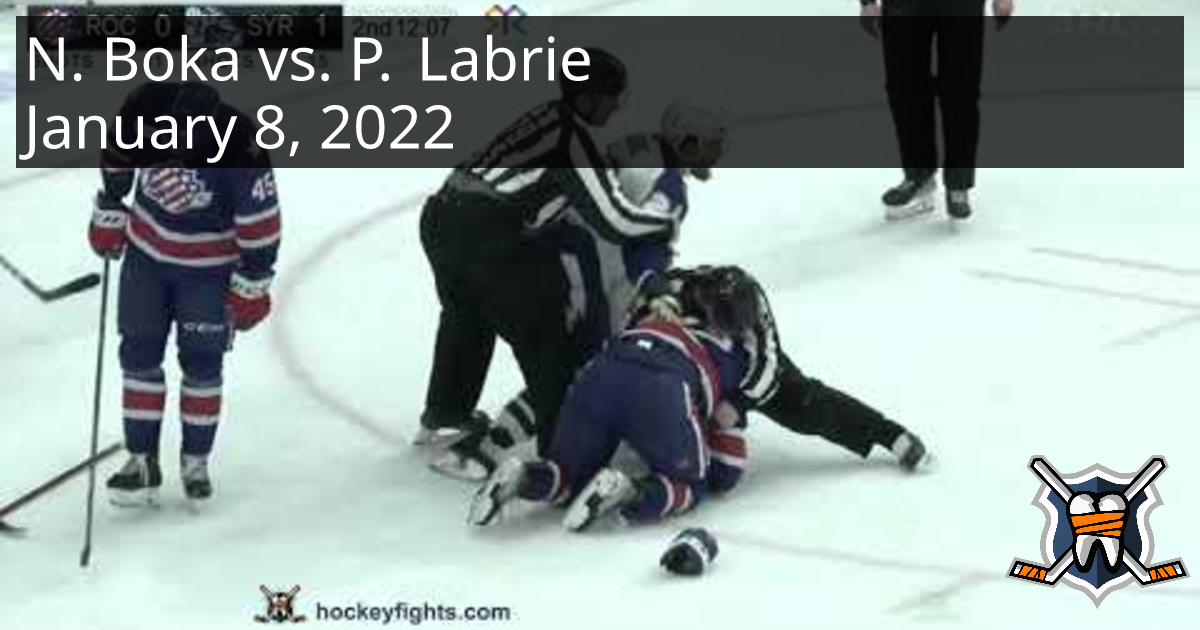 Nick Boka vs. Pierre-Cedric Labrie, January 8, 2022 - Rochester ...