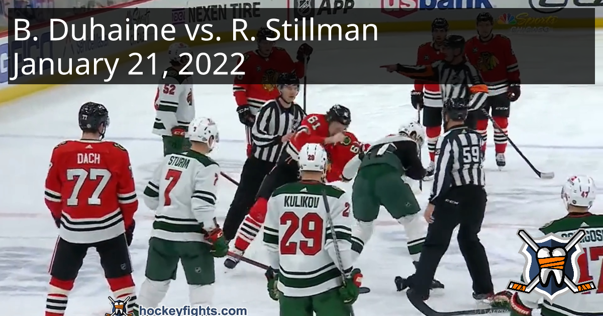 Brandon Duhaime vs. Riley Stillman, January 21, 2022 - Minnesota Wild ...