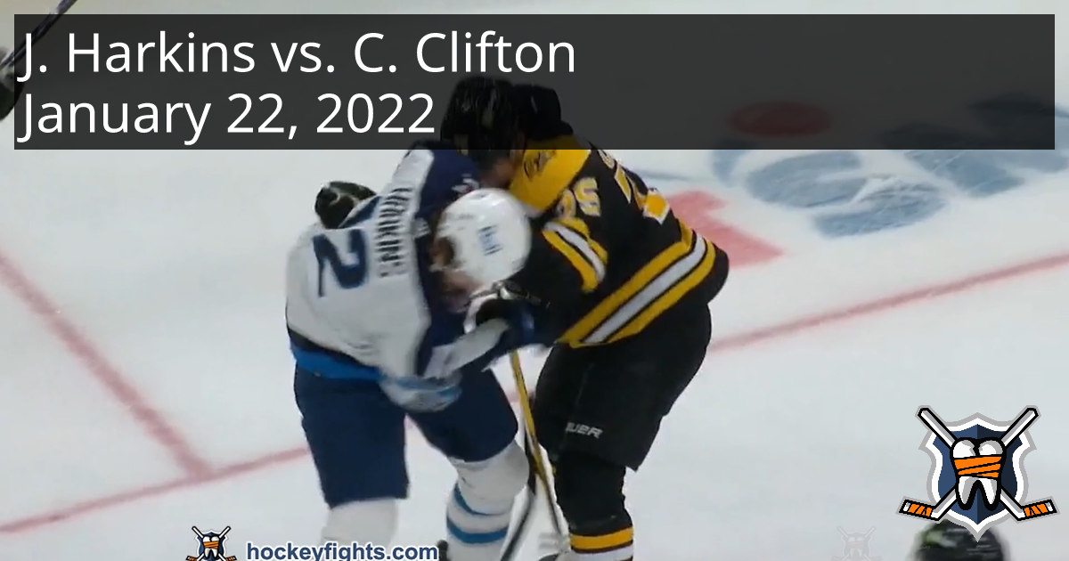 Jansen Harkins vs. Connor Clifton, January 22, 2022 - Winnipeg Jets vs ...