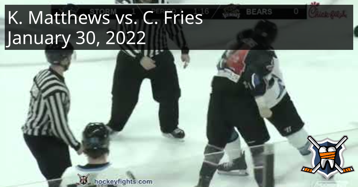 Kyler Matthews vs. Connor Fries, January 30, 2022 - Knoxville Ice Bears ...