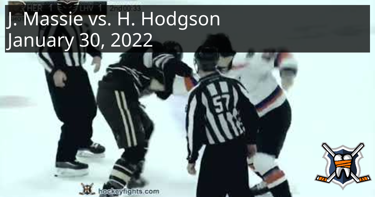 Jake Massie vs. Hayden Hodgson, January 30, 2022 - Hershey Bears vs ...