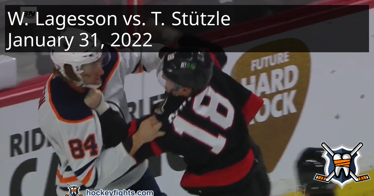 William Lagesson vs. Tim Stützle, January 31, 2022 - Edmonton Oilers vs ...