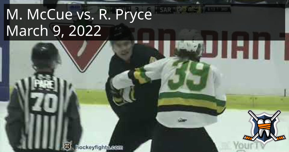 Max McCue vs. Ryan Pryce, March 9, 2022 - London Knights vs. Sarnia ...