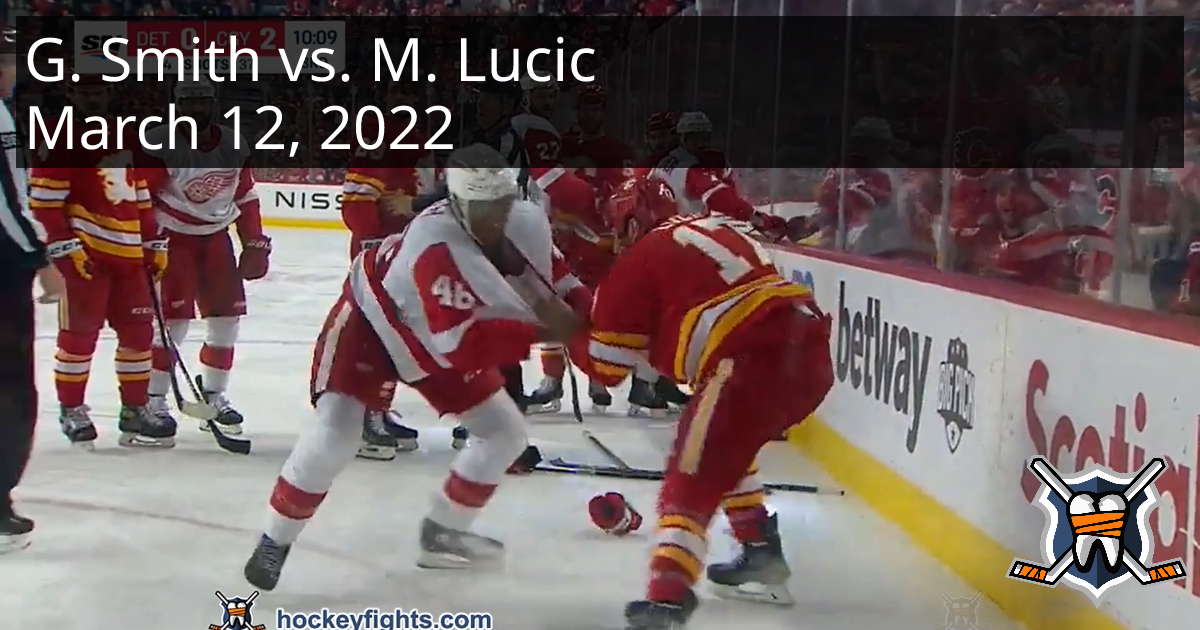Givani Smith vs. Milan Lucic, March 12, 2022 - Detroit Red Wings vs ...
