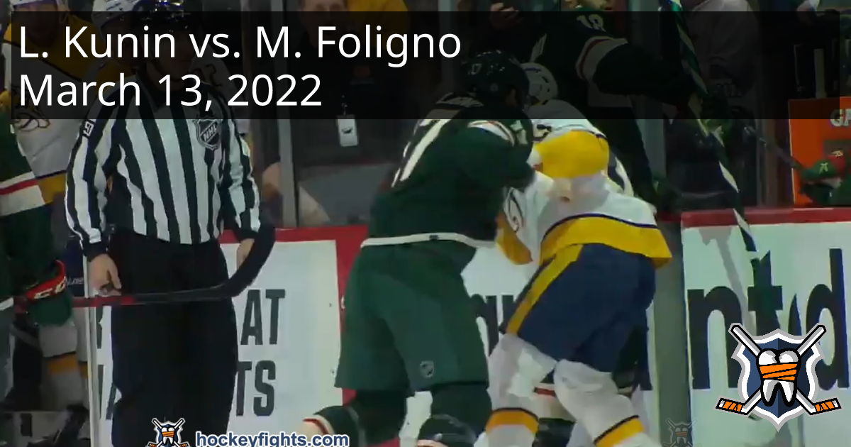 Luke Kunin vs. Marcus Foligno, March 13, 2022 - Nashville Predators vs ...