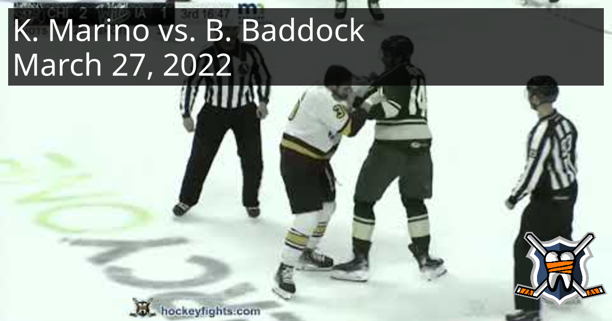 Kyle Marino vs. Brandon Baddock, March 27, 2022 - Chicago Wolves vs ...