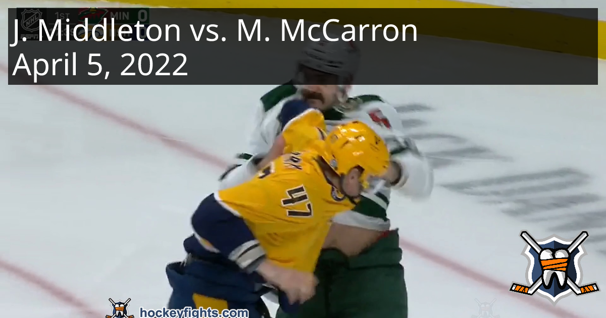 Jacob Middleton vs. Michael McCarron, April 5, 2022 - Minnesota Wild vs ...