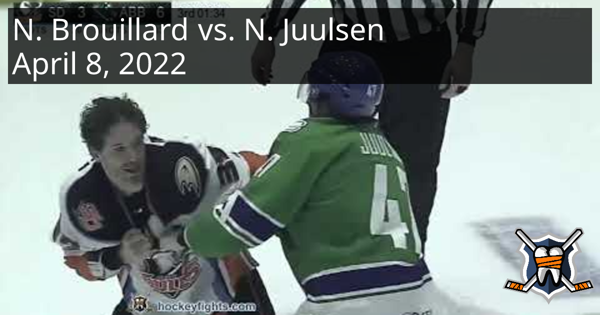 Nikolas Brouillard vs. Noah Juulsen, April 8, 2022 - San Diego Gulls vs ...