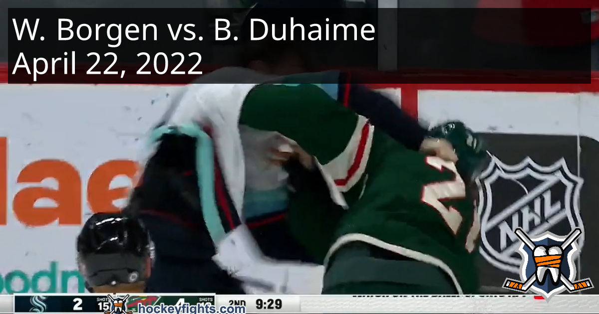 Will Borgen vs. Brandon Duhaime, April 22, 2022 - Seattle Kraken vs ...