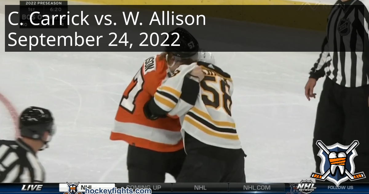 Connor Carrick vs. Wade Allison, September 24, 2022 - Boston Bruins vs ...