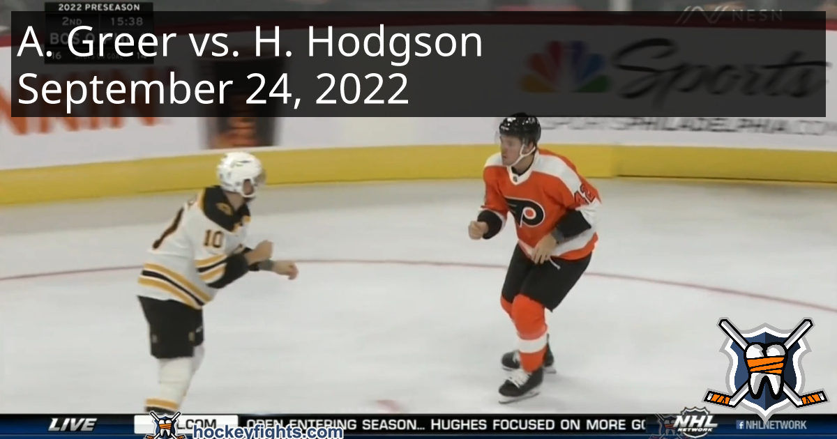 A.J. Greer vs. Hayden Hodgson, September 24, 2022 - Boston Bruins vs ...