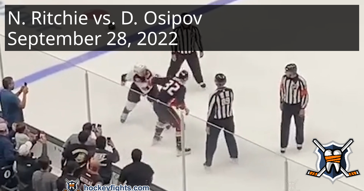 Nick Ritchie vs. Dmitry Osipov, September 28, 2022 - Arizona Coyotes vs ...