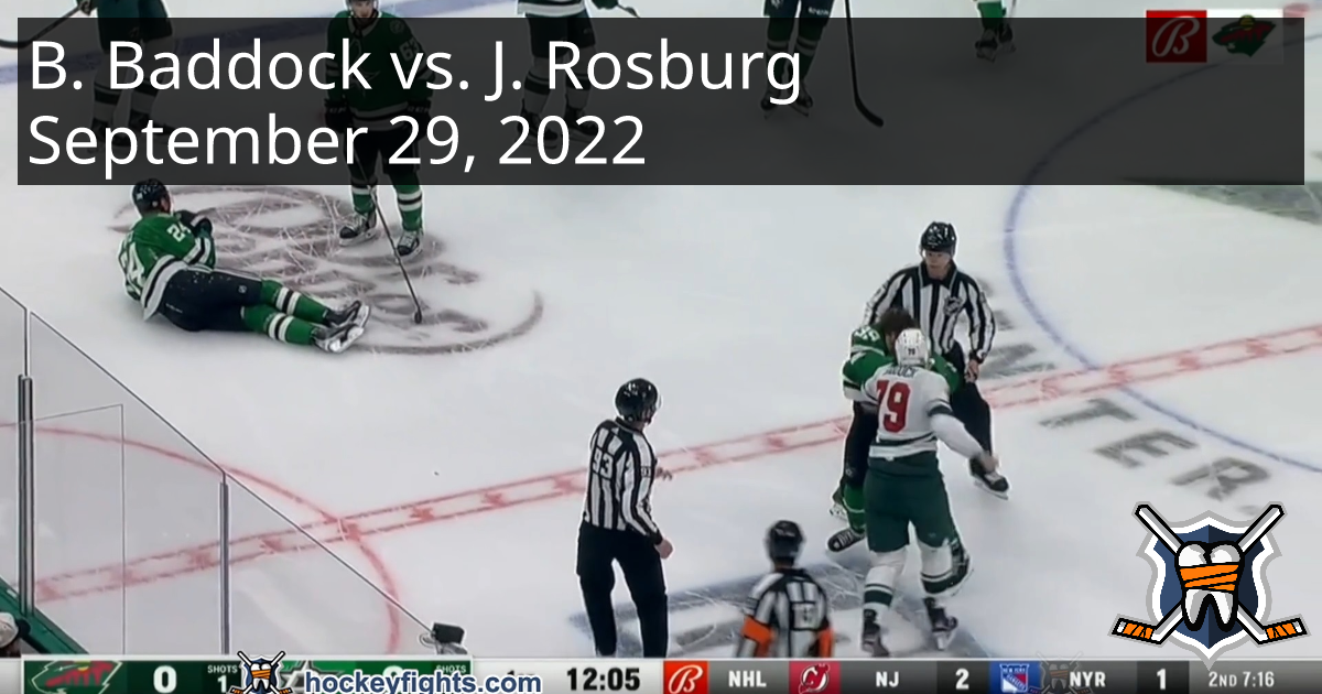 Brandon Baddock vs. Jerad Rosburg, September 29, 2022 - Minnesota Wild ...