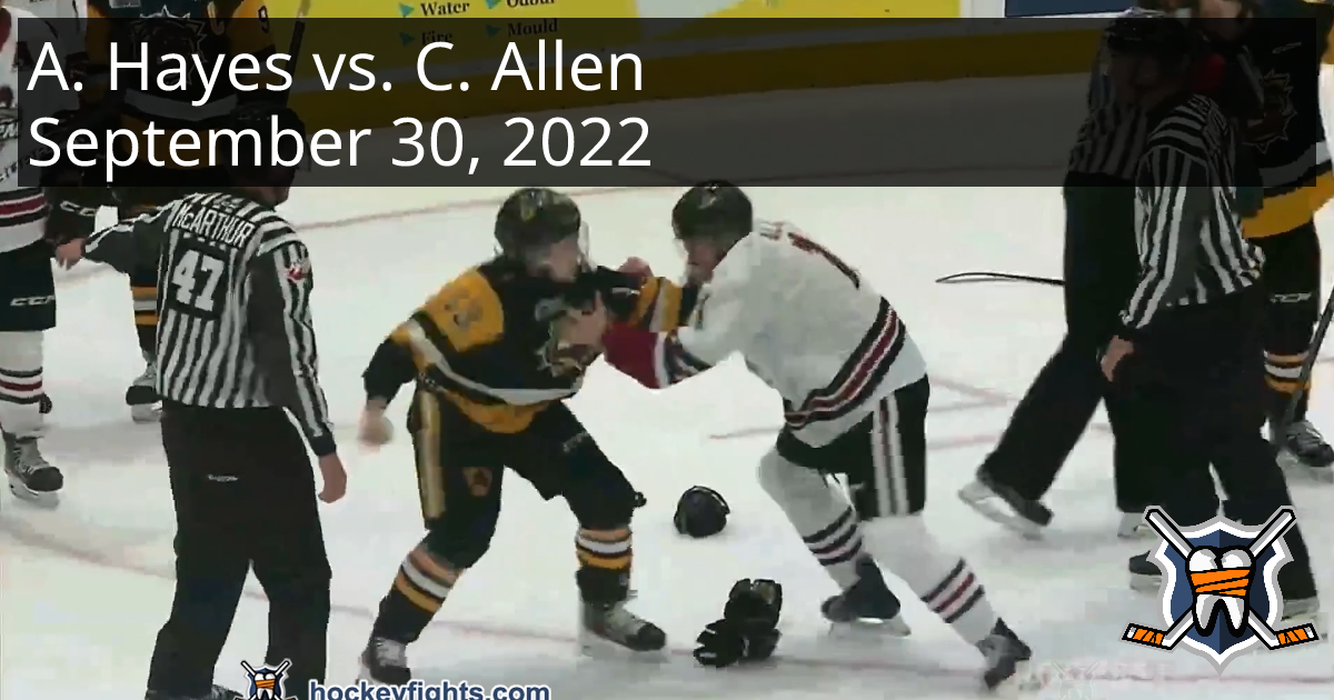 Avery Hayes vs. Cam Allen, September 30, 2022 - Brantford Bulldogs vs ...