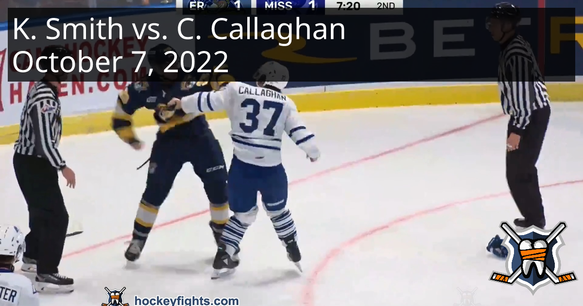 Kaleb Smith vs. Charlie Callaghan, October 7, 2022 - Erie Otters vs ...
