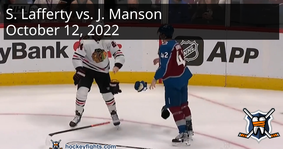 Sam Lafferty vs. Josh Manson, October 12, 2022 - Chicago Blackhawks vs ...