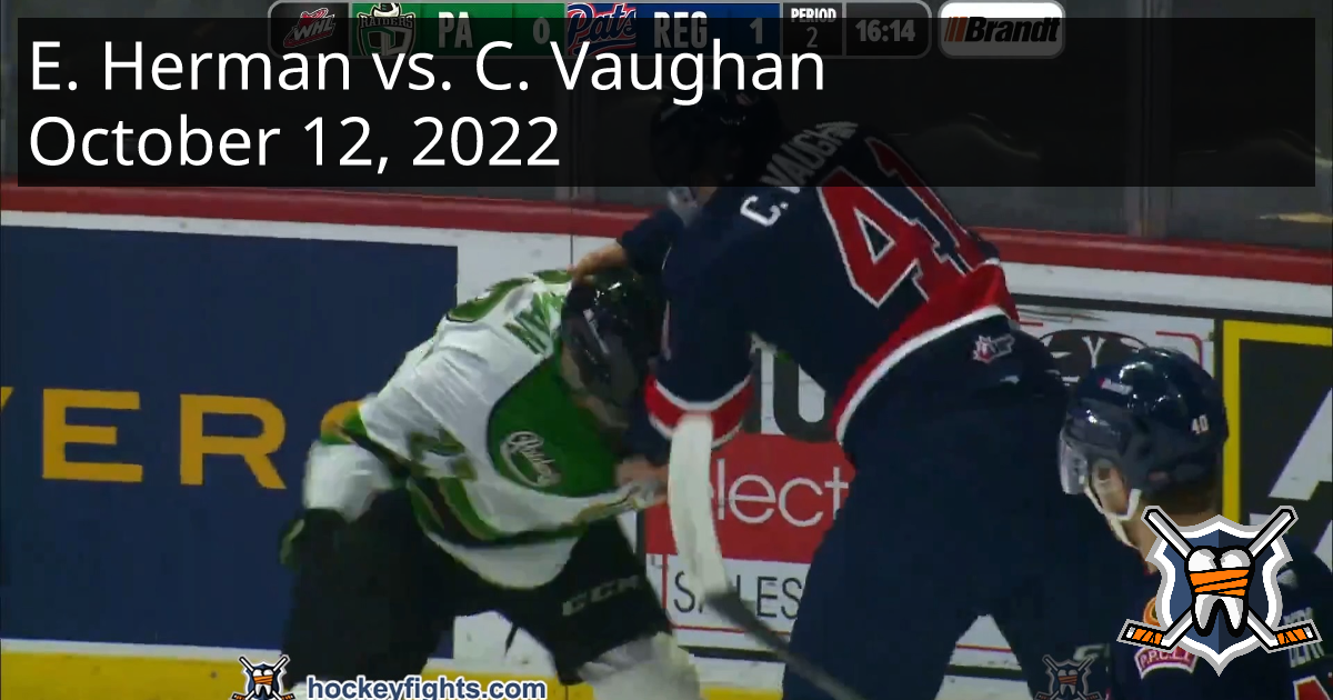 Evan Herman vs. Corbin Vaughan, October 12, 2022 - Prince Albert Raiders vs. Regina Pats ...