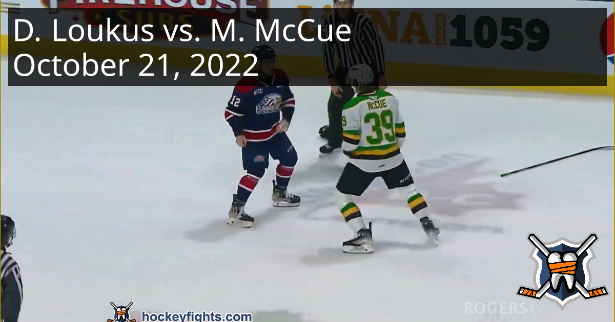 Dean Loukus vs. Max McCue, October 21, 2022 - Saginaw Spirit vs. London ...