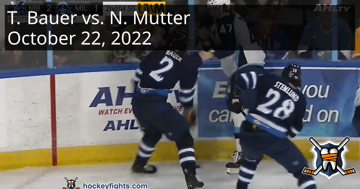 Tyrel Bauer vs. Navrin Mutter, October 22, 2022 - Manitoba Moose vs ...
