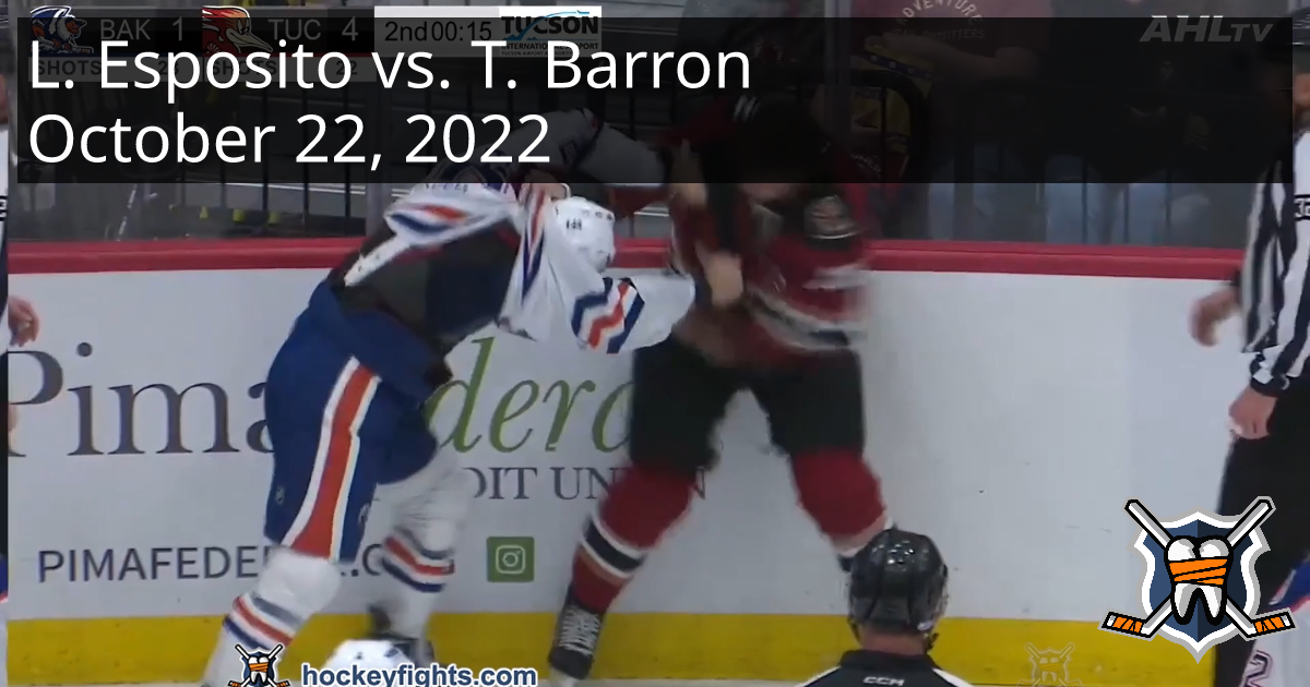Luke Esposito vs. Travis Barron, October 22, 2022 - Bakersfield Condors ...