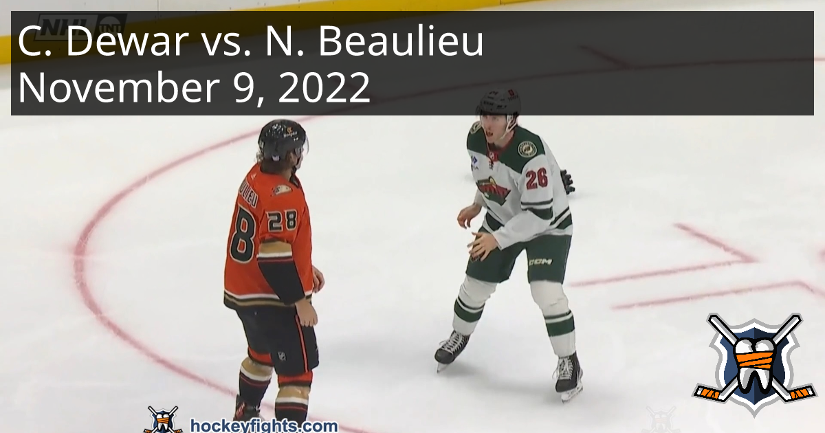 Connor Dewar vs. Nathan Beaulieu, November 9, 2022 - Minnesota Wild vs. Anaheim Ducks | HockeyFights