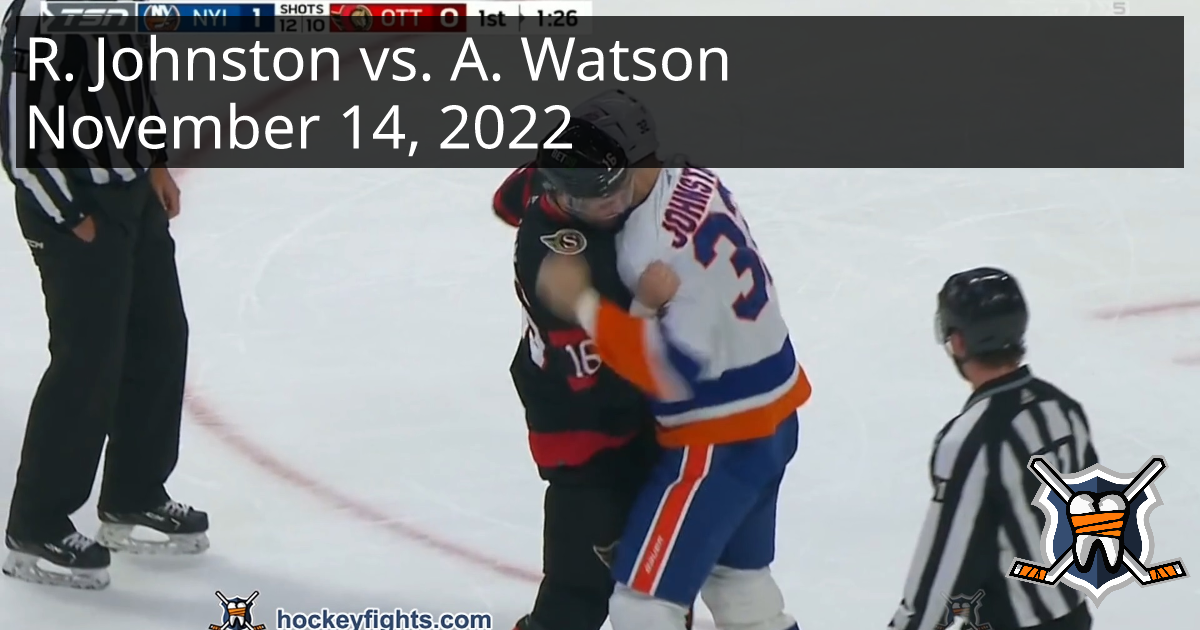 Ross Johnston vs. Austin Watson, November 14, 2022 - New York Islanders ...