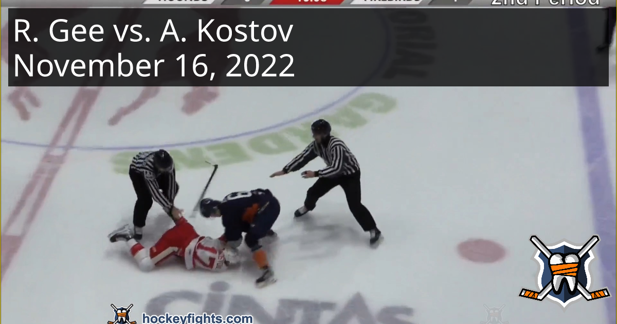 Reed Gee vs. Alex Kostov, November 16, 2022 - Flint Firebirds vs. Sault Ste. Marie Greyhounds ...
