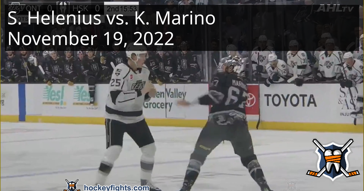 Samuel Helenius vs. Kyle Marino, November 19, 2022 - Ontario Reign vs ...